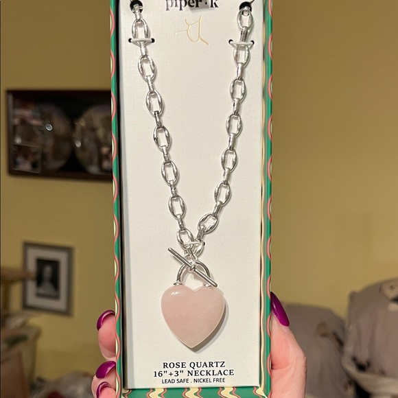 Piper | Jewelry | Nib Piper Silver Chain With Pink Quartz Heart ...